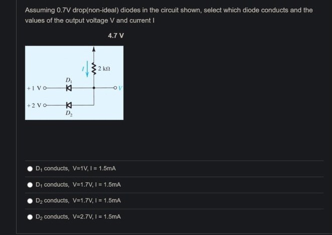 Solved Assuming 0.7V drop(non-ideal) diodes in the circuit | Chegg.com