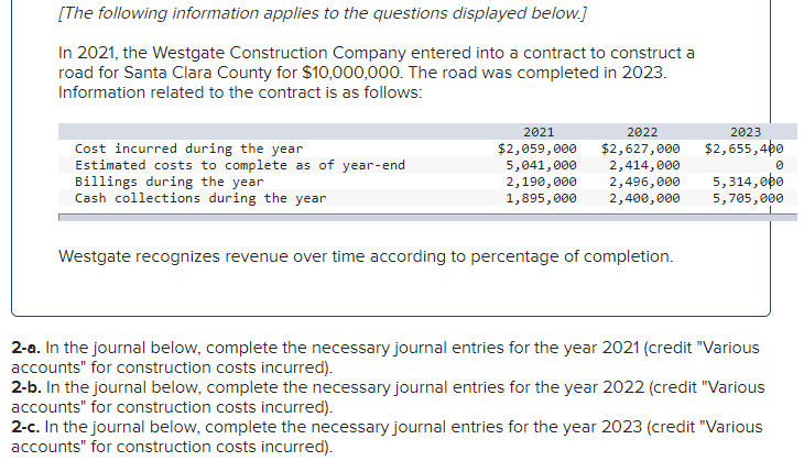 Solved 2A 1) Record construction costs.2A 2) Record progress | Chegg.com