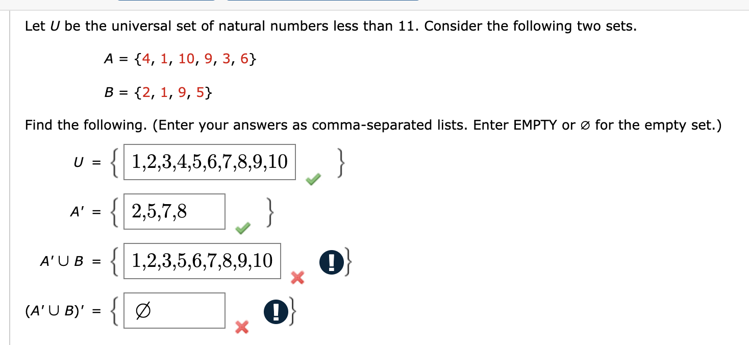 Solved Let U ﻿be the universal set of natural numbers less | Chegg.com