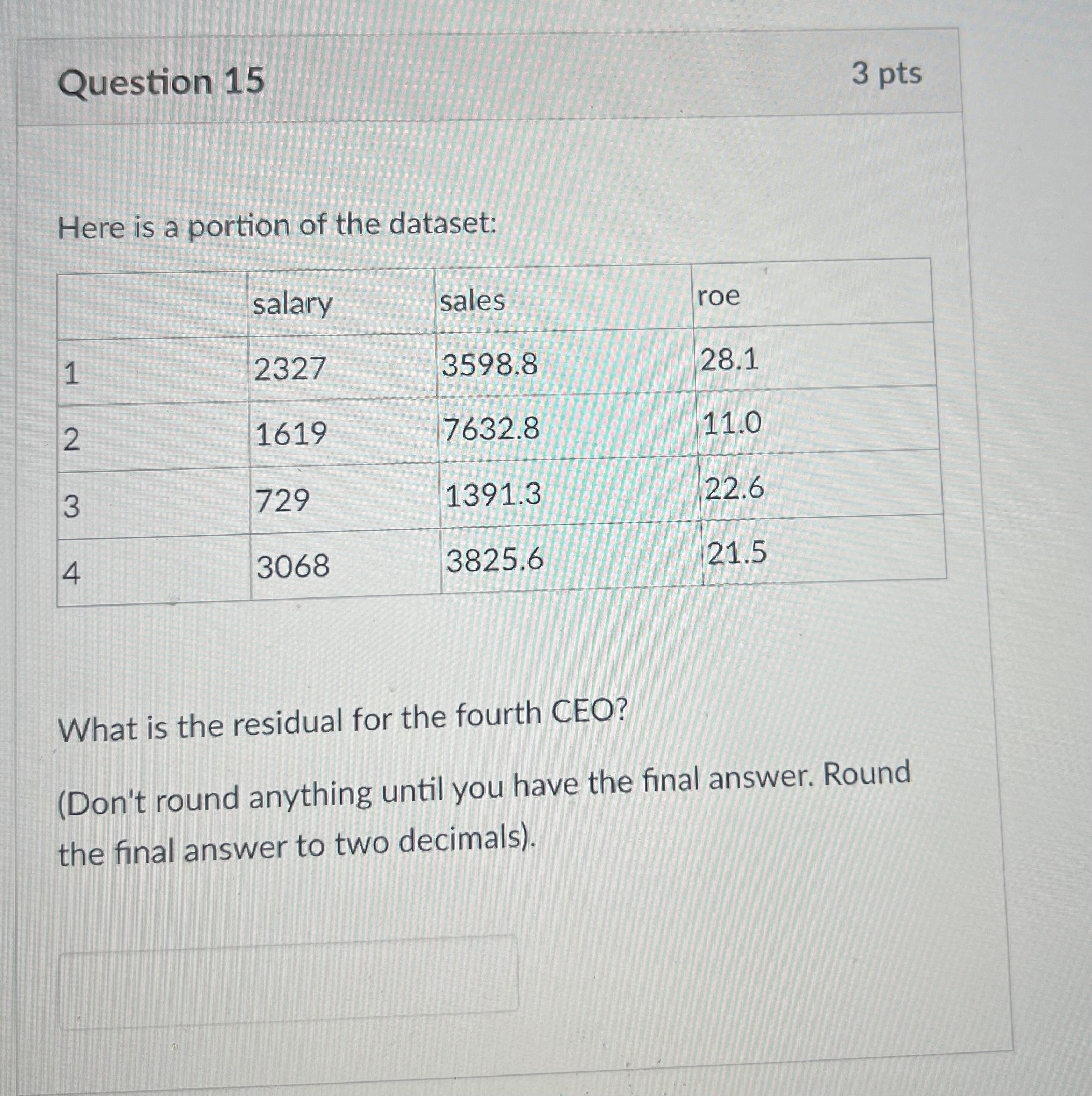 Solved Here is a portion of the dataset: What is the | Chegg.com