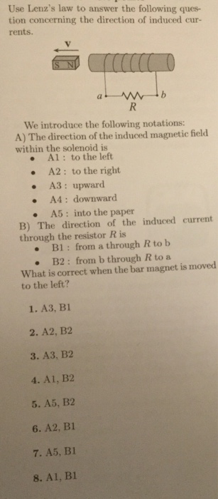Solved Use Lenz's law to answer the following question | Chegg.com