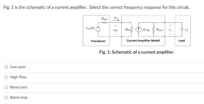 Solved Fig. 1 is the schematic of a voltage amplifier. | Chegg.com
