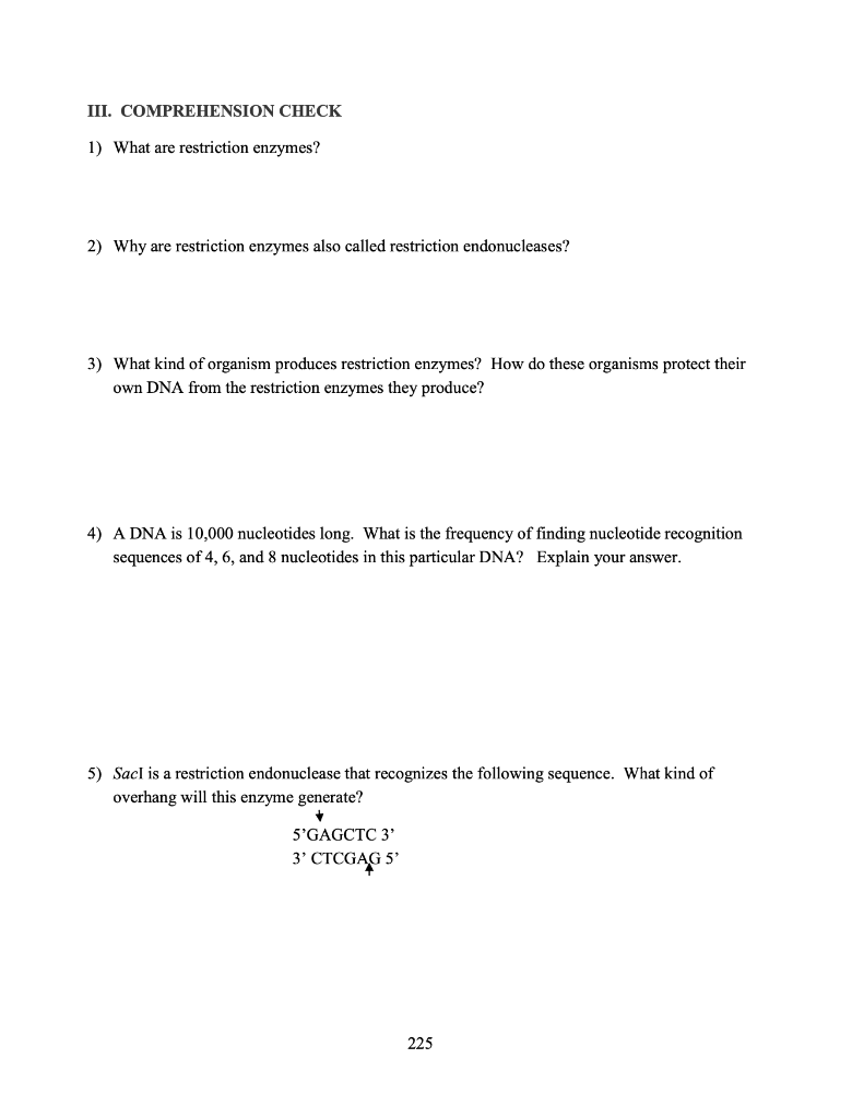 Solved III. COMPREHENSION CHECK 1) What are restriction | Chegg.com