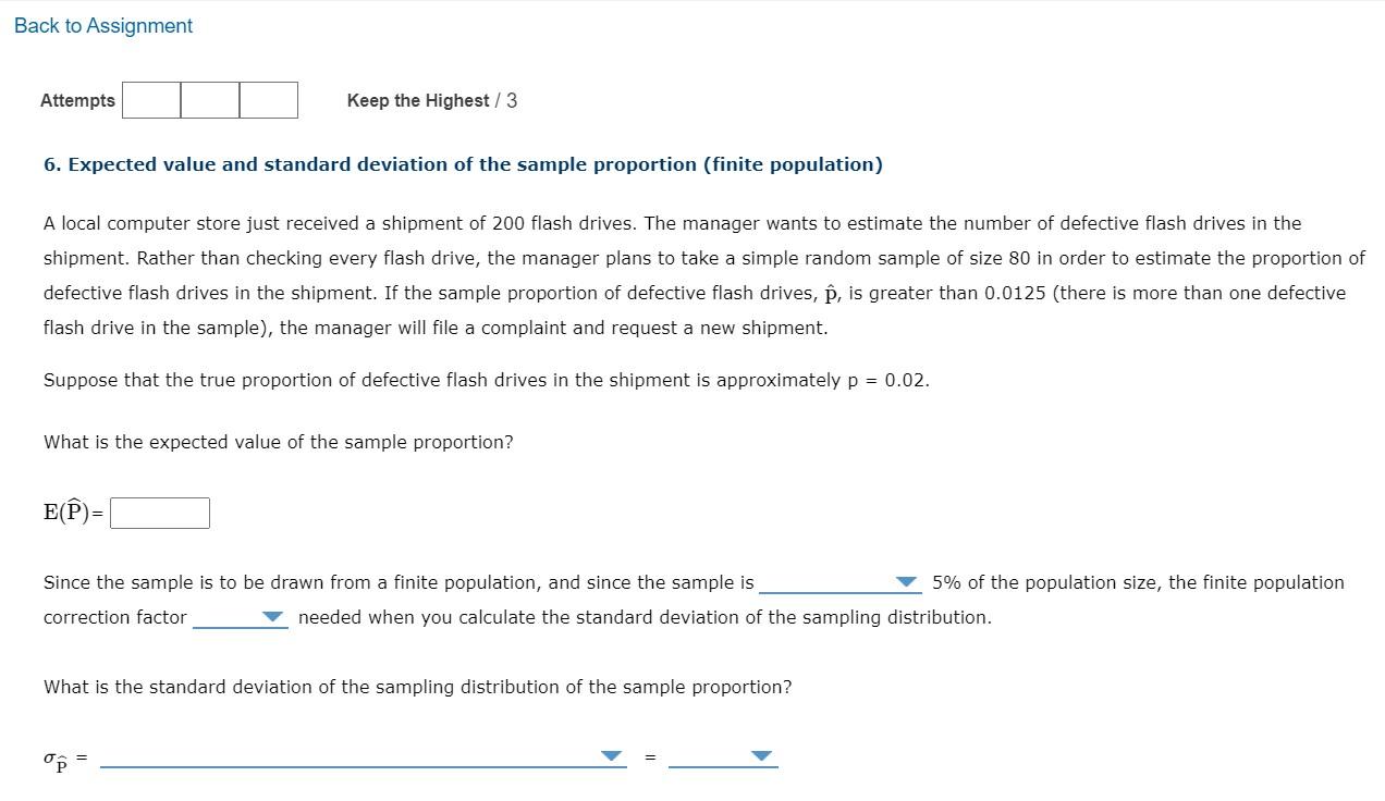 Solved Back to Assignment Attempts Keep the Highest/3 6. | Chegg.com
