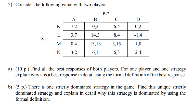 Solved Consider the following game with two | Chegg.com