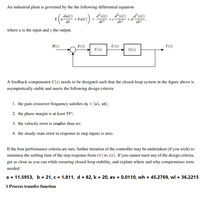 Solved %k,a,b,c,d parameters of the system %wl minimum gain | Chegg.com