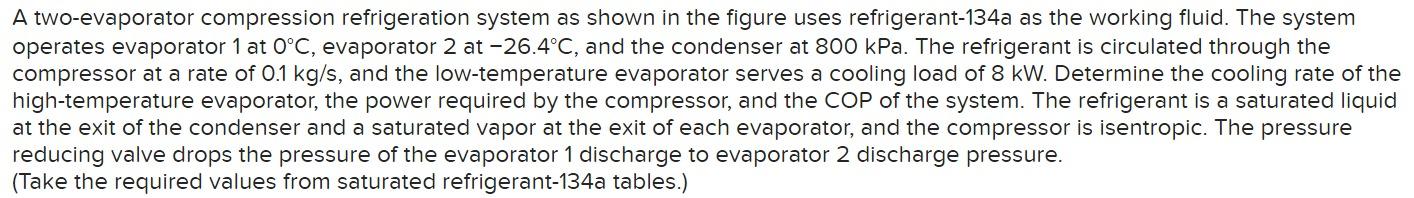 Solved A two-evaporator compression refrigeration system as | Chegg.com