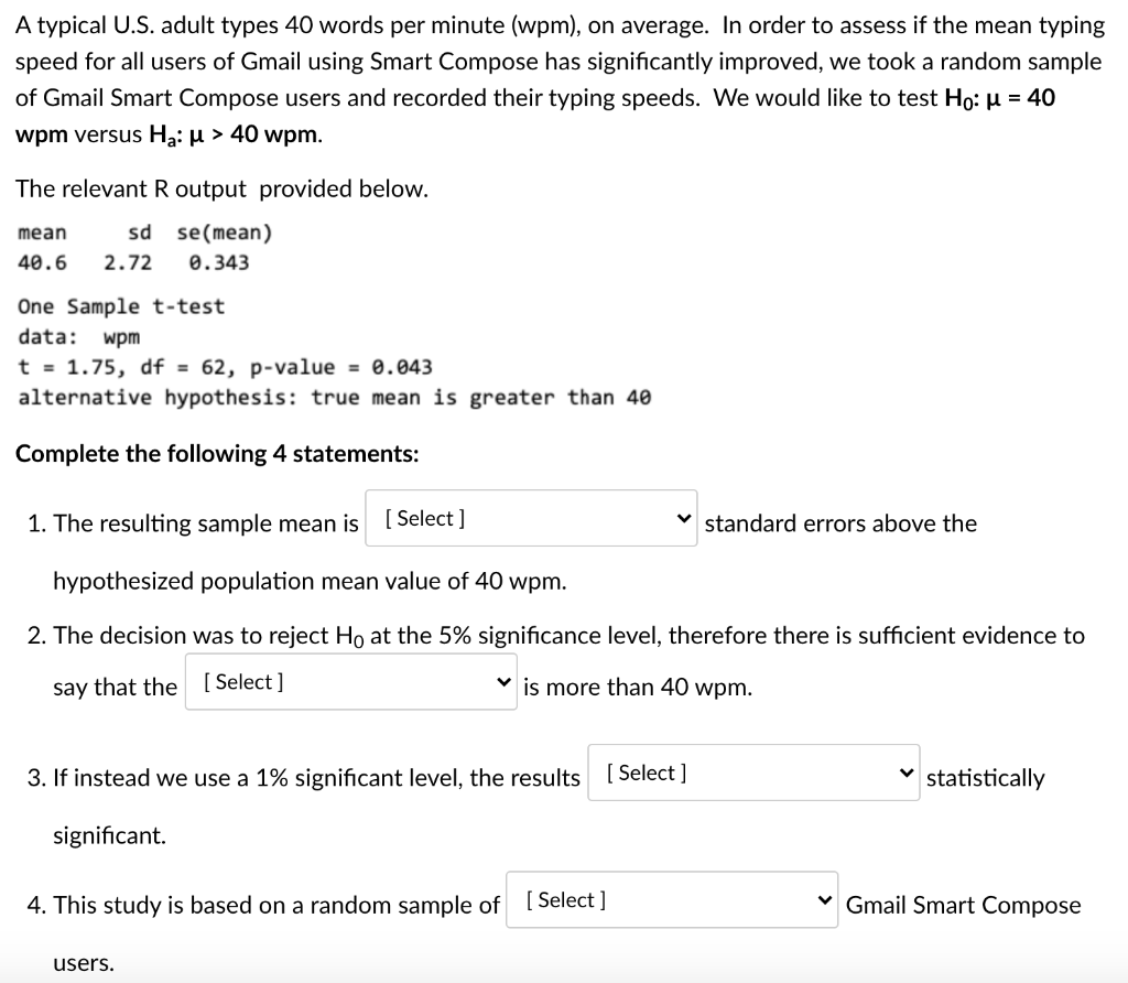 Solved A typical U.S. adult types 40 words per minute (wpm), | Chegg.com