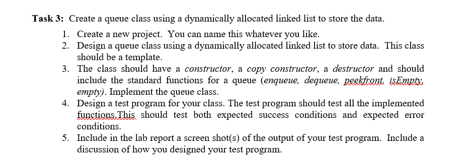 Solved Task 3 Create A Queue Class Using A Dynamically 7159
