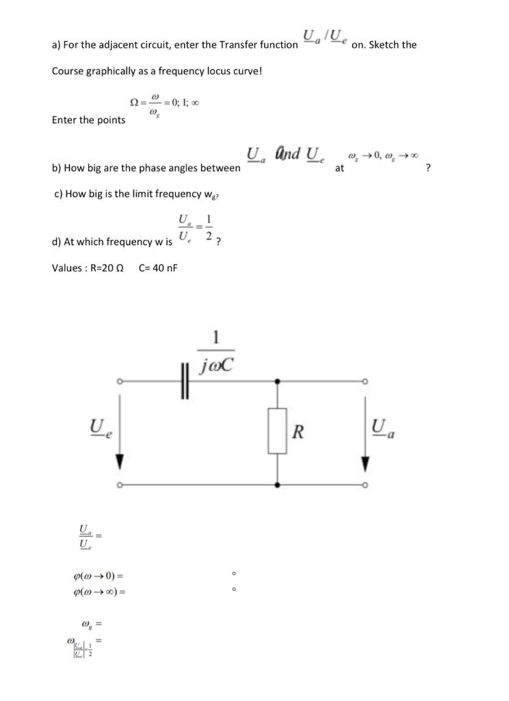 Solved a) For the adjacent circuit, enter the Transfer | Chegg.com