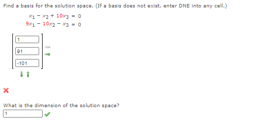 Solved Find a basis for the solution space. (If a basis does | Chegg.com