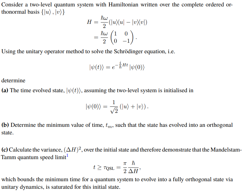 Solved Consider a two-level quantum system with Hamiltonian | Chegg.com