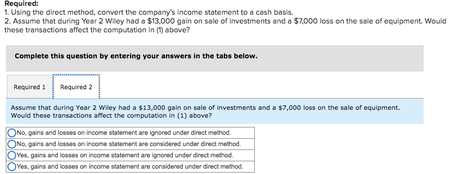 Wiley Company's income statement for Year 2 follows: | Chegg.com