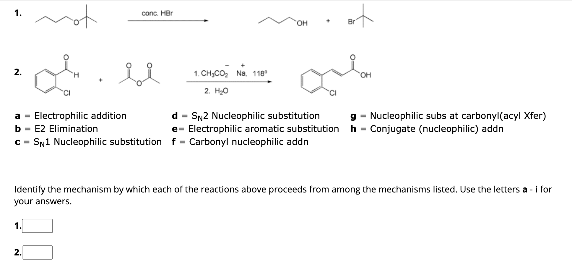 Solved a= ﻿Electrophilic additionb= ﻿E2 ﻿Eliminationc =SN1 | Chegg.com