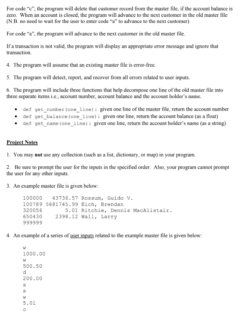 Solved Project Objectives Use file processing and exception | Chegg.com