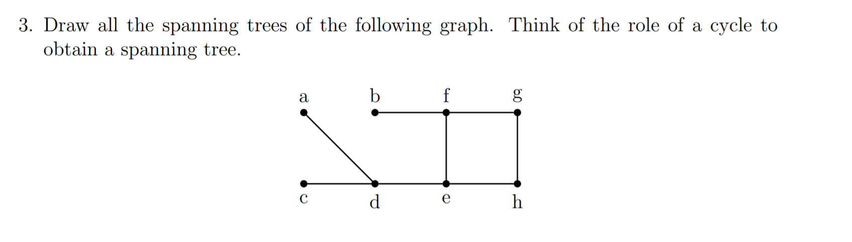 Solved 3. Draw all the spanning trees of the following | Chegg.com