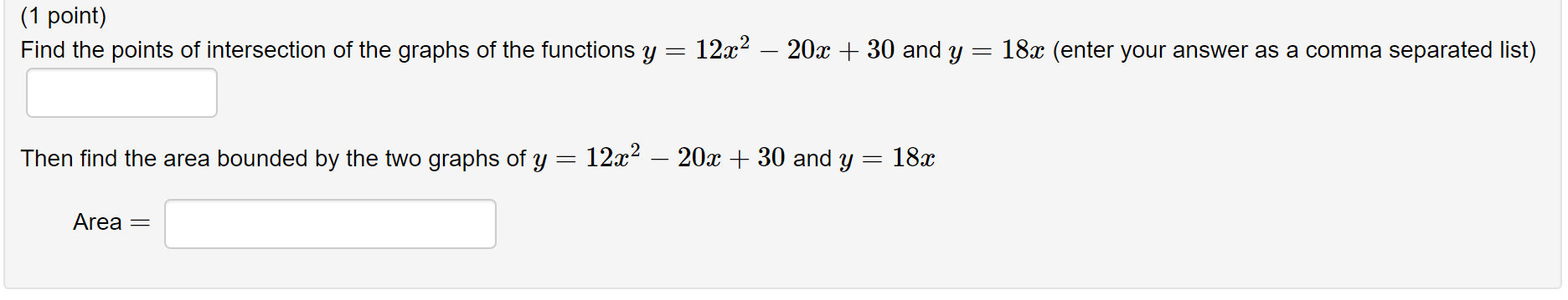 Solved (1 point) Find the points of intersection of the | Chegg.com