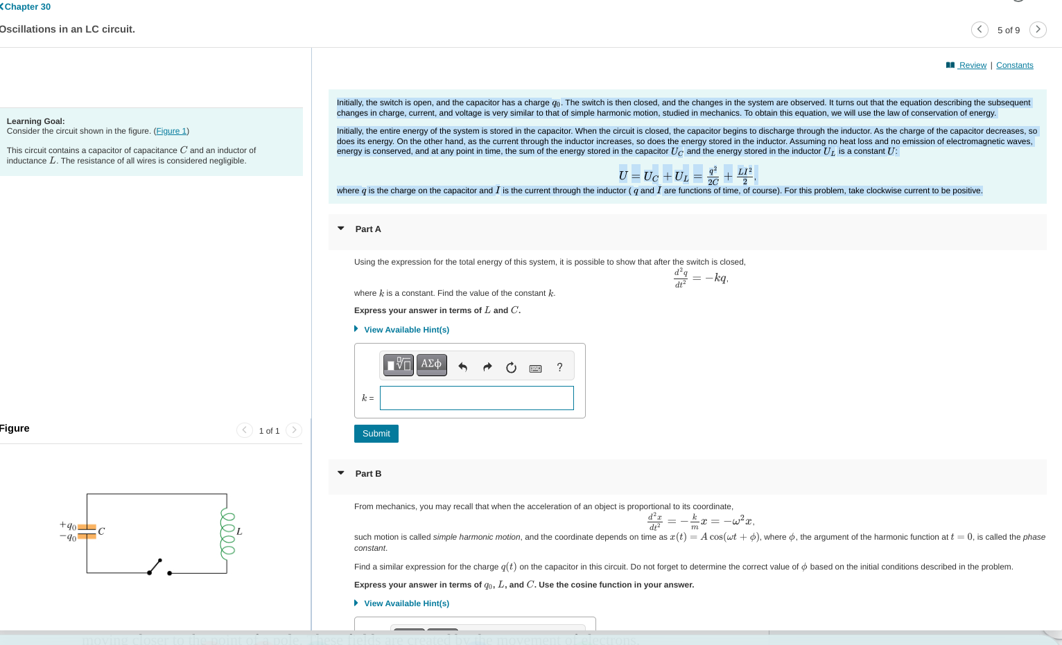 Solved Oscillations in an LC circuit. Oscillations in an LC | Chegg.com
