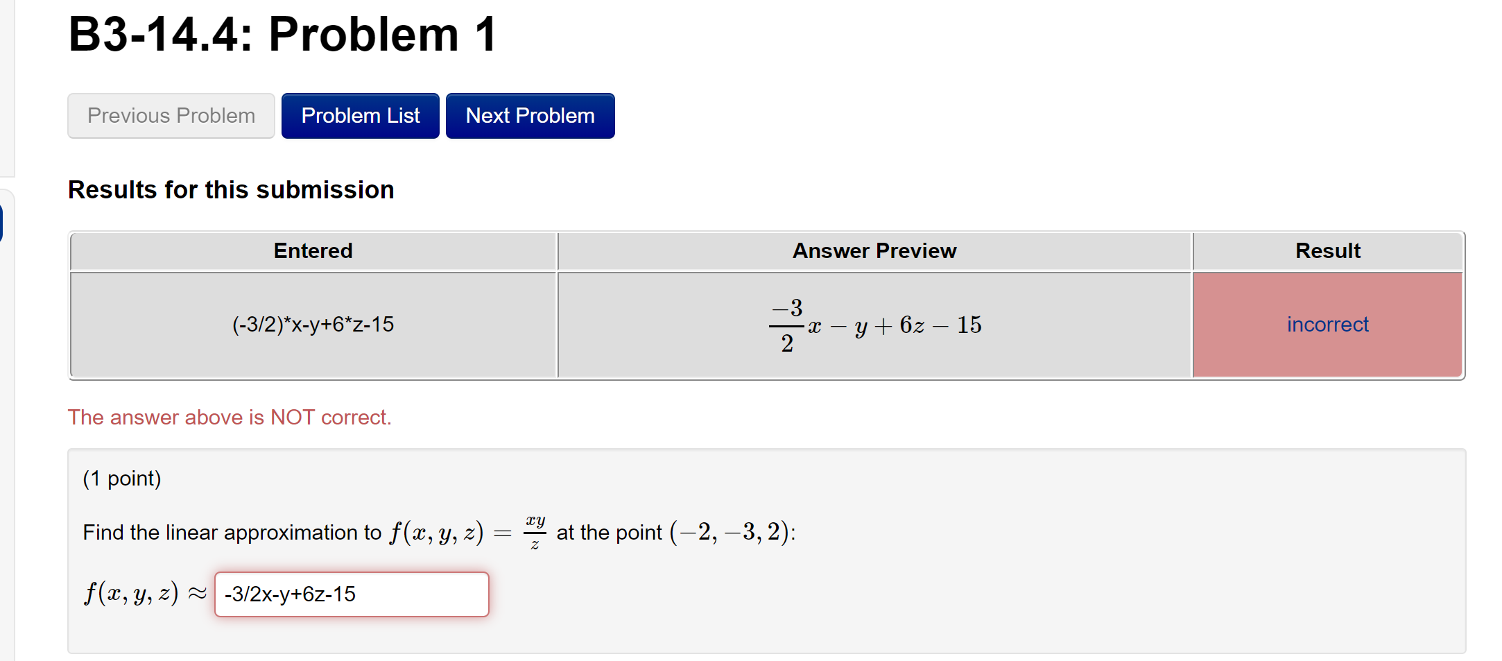 Solved B3-14.4: Problem 1 Previous Problem Problem List Next | Chegg.com