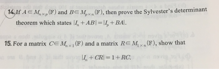 Solved 14I AMx F) and BEMxIP), then prove the Sylvester's | Chegg.com
