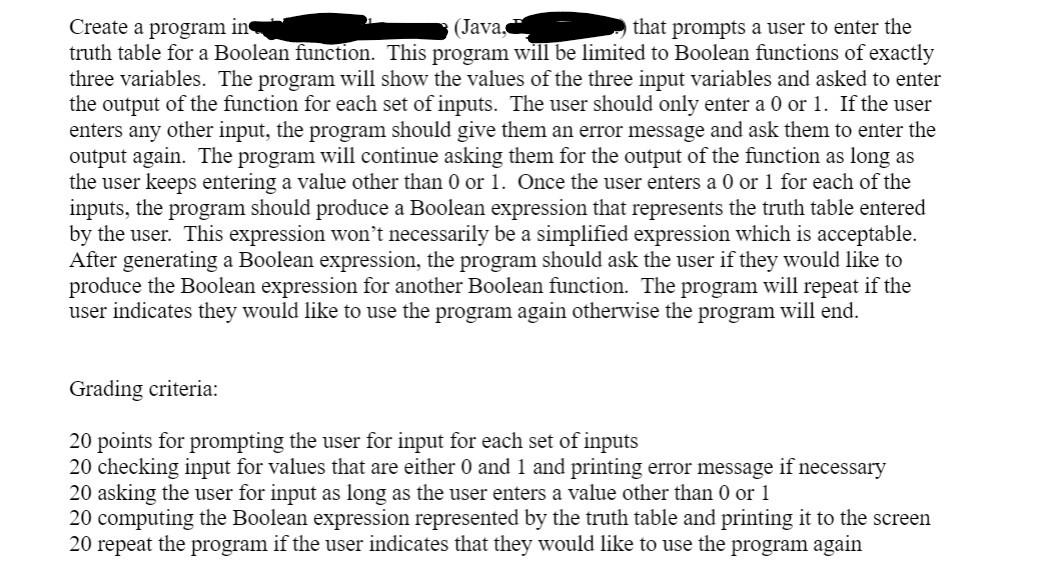 Solved Create A Program In Java That Prompts A User To 
