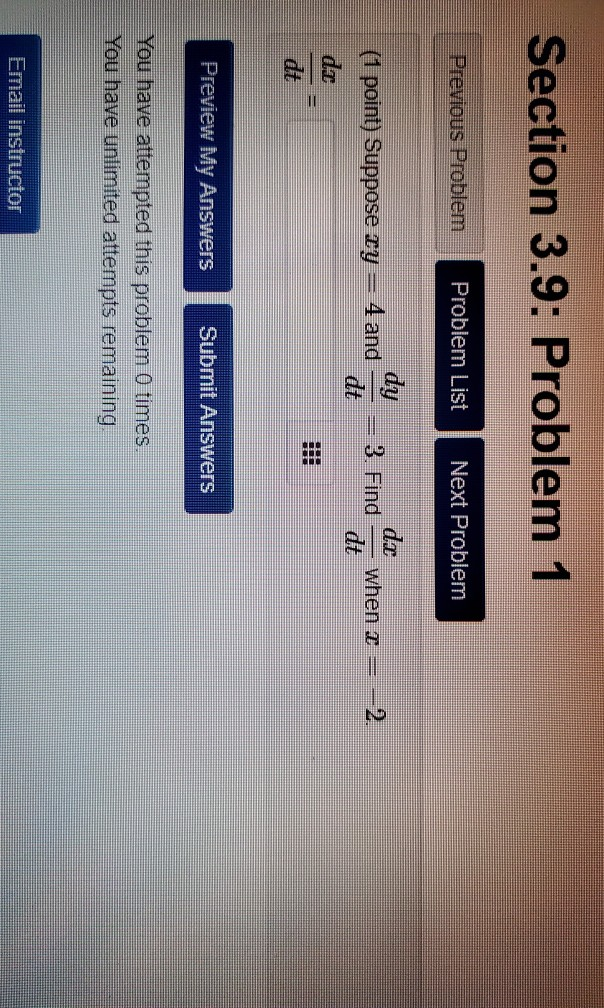 Solved Section 3.9: Problem 1 Previous Problem Problem List | Chegg.com