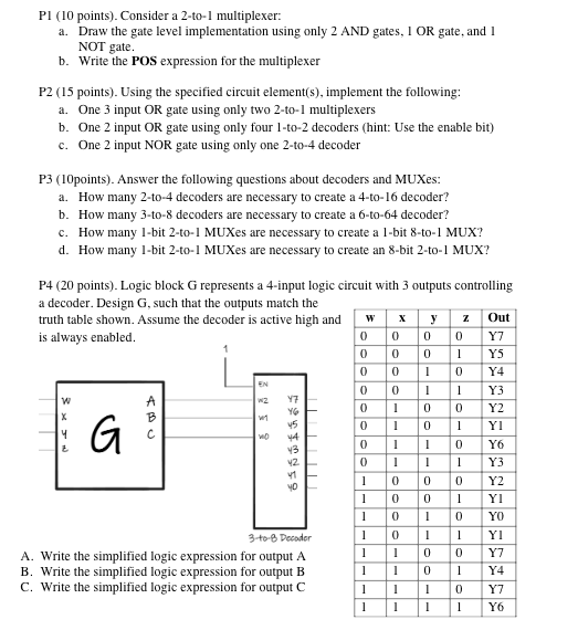 Solved Pl 10 Points Consider A 2 To 1 Multiplexer A