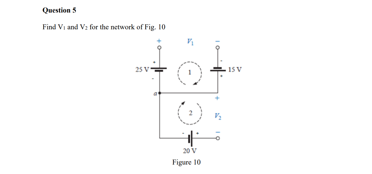 Solved Find V1 and V2 for the network of Fig. 10 | Chegg.com