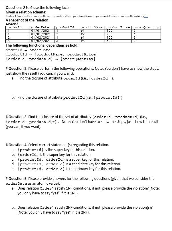 Solved Questions 2 to 6 use the following facts: Given a | Chegg.com