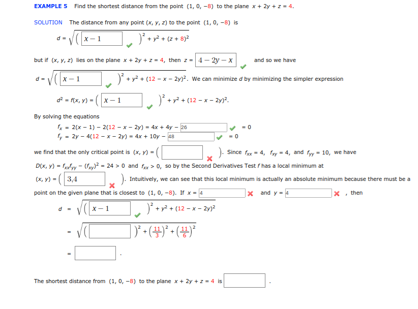 Solved EXAMPLE 5 Find the shortest distance from the point | Chegg.com