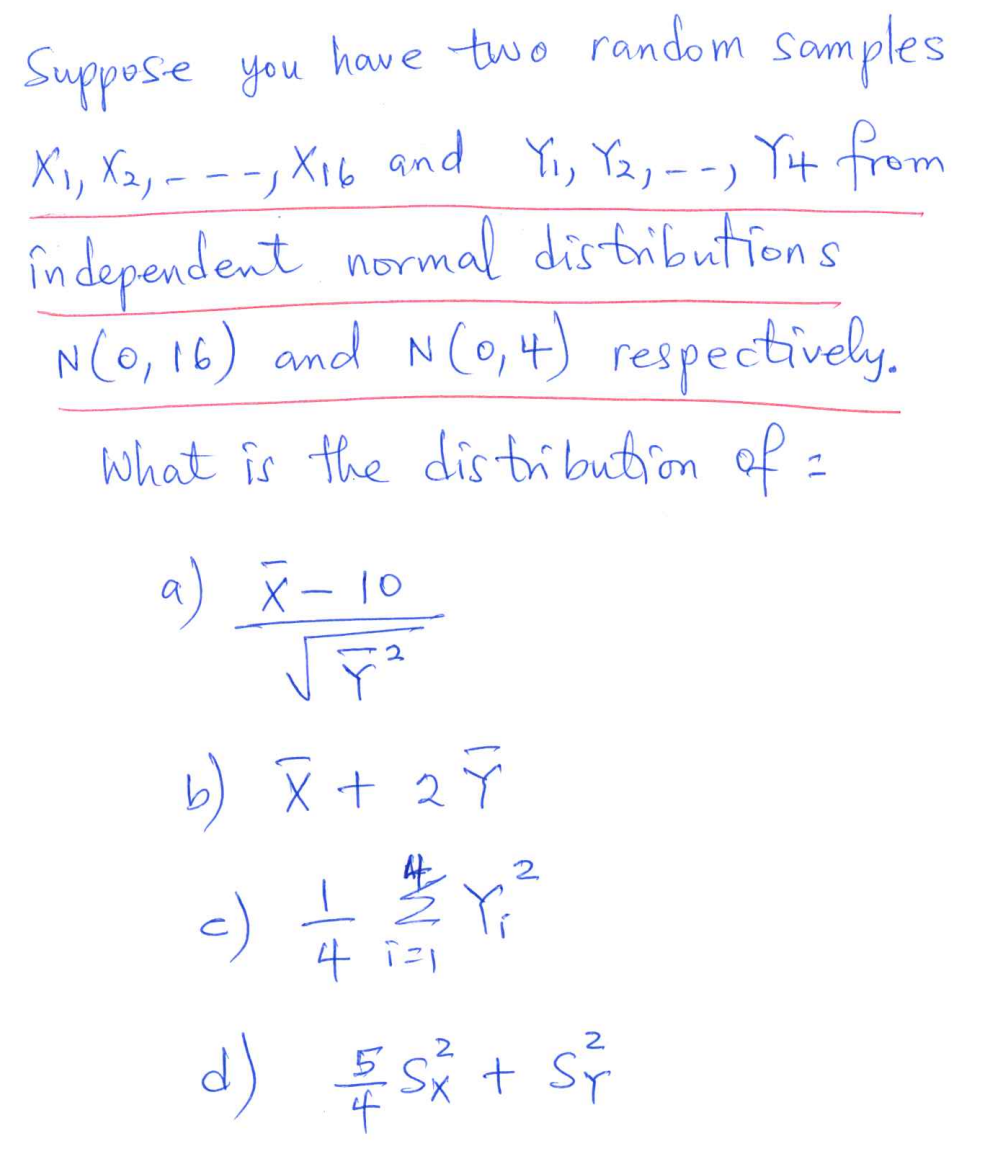 Solved - ) Suppose you have two random sam samples X1, X2, - | Chegg.com