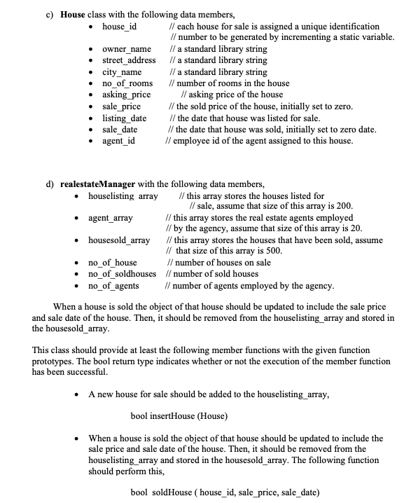 Solved Define the following classes to manage database of a | Chegg.com