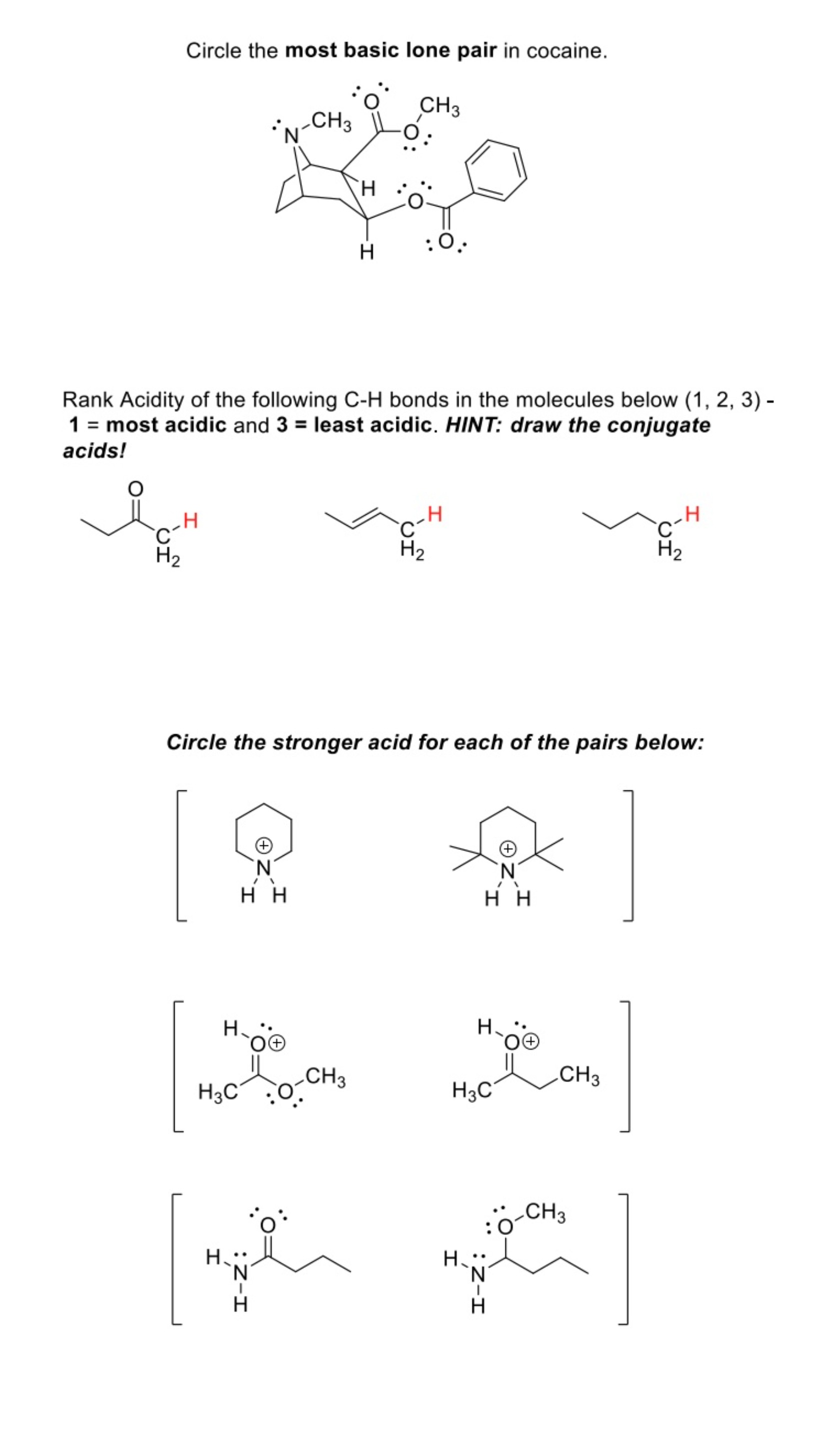 Solved Circle the most basic lone pair in cocaine.Rank | Chegg.com