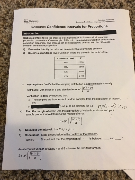 Solved PROJECT Resource Confidence Intervals for Proportions | Chegg.com