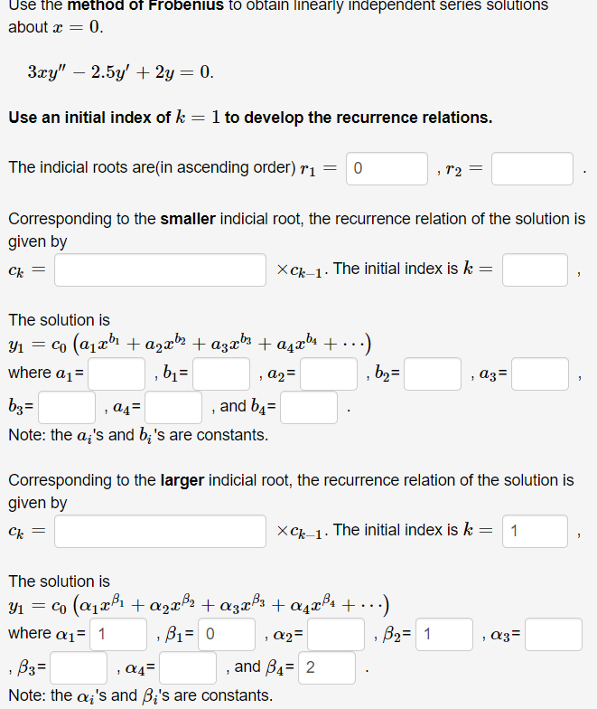 Solved Use the method of Frobenius to obtain IInearly | Chegg.com