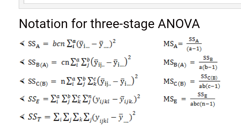 Solved Can you please write the sum of squares for 3 stage | Chegg.com