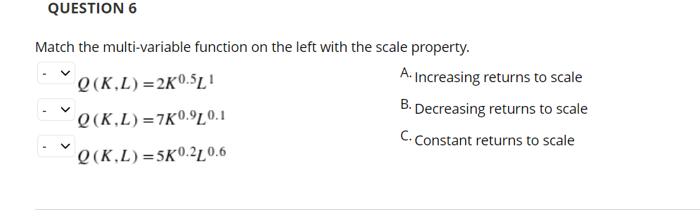 Solved Question 6 Match The Multi Variable Function On The
