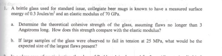 Solved 1. A brittle glass used for standard issue, | Chegg.com