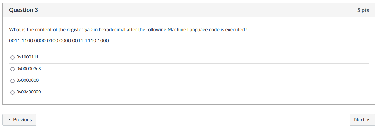 Solved What is the content of the register \$aO in | Chegg.com