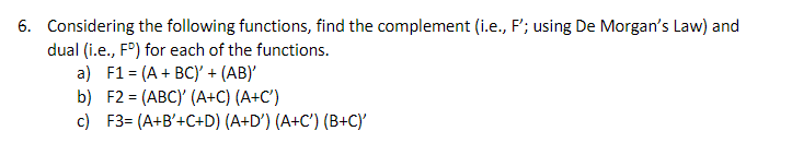 Solved 6. Considering the following functions, find the | Chegg.com