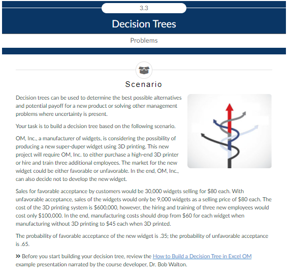 Solved 3.3 Decision Trees Problems ملی۔ Scenario Decision | Chegg.com
