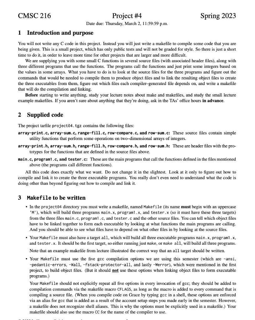 Solved 1 Introduction and purpose You will not write any C | Chegg.com
