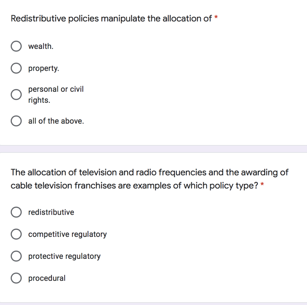 Solved Redistributive policies manipulate the allocation of | Chegg.com