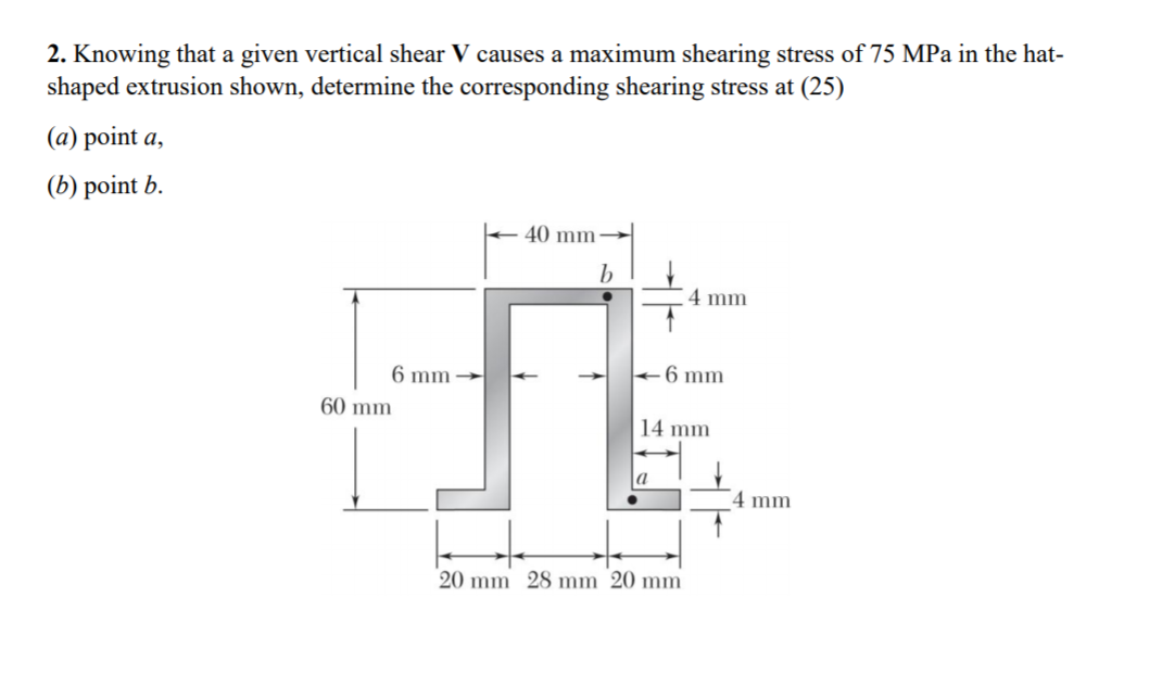 Solved 2. Knowing that a given vertical shear V causes a | Chegg.com