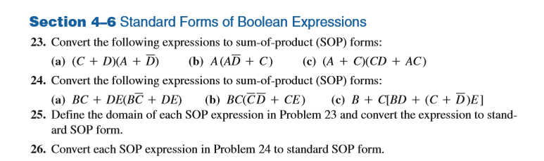 Solved Section 4-6 Standard Forms of Boolean Expressions 23. | Chegg.com