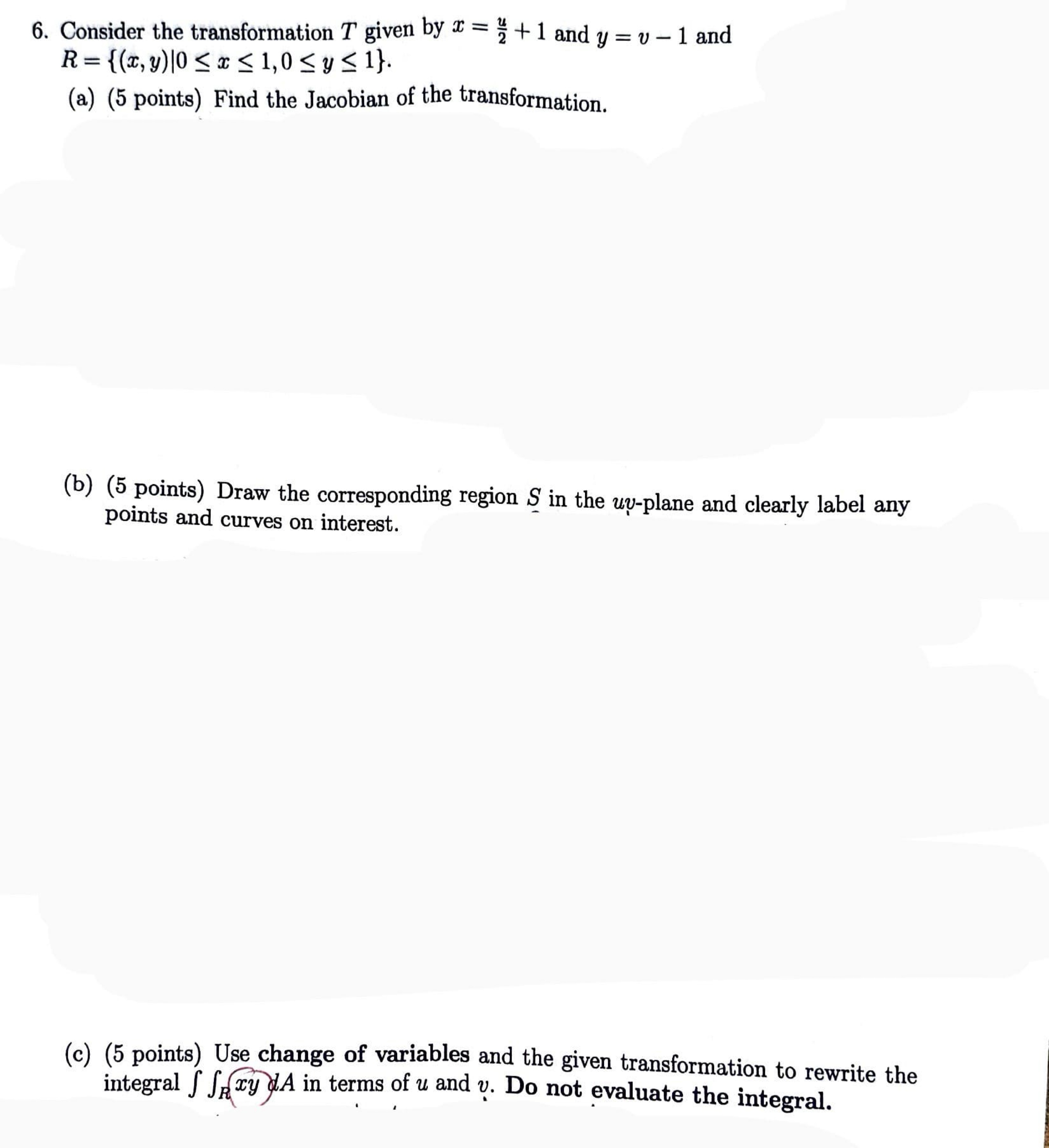 Solved Consider the transformation T ﻿given by x=u2+1 ﻿and | Chegg.com