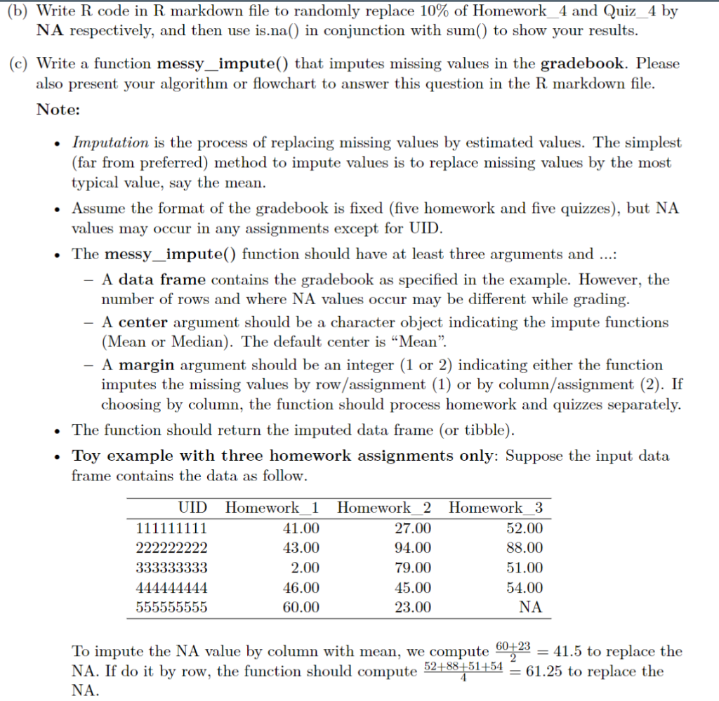 Solved Table 1: An example of a teacher's gradebook Create a | Chegg.com