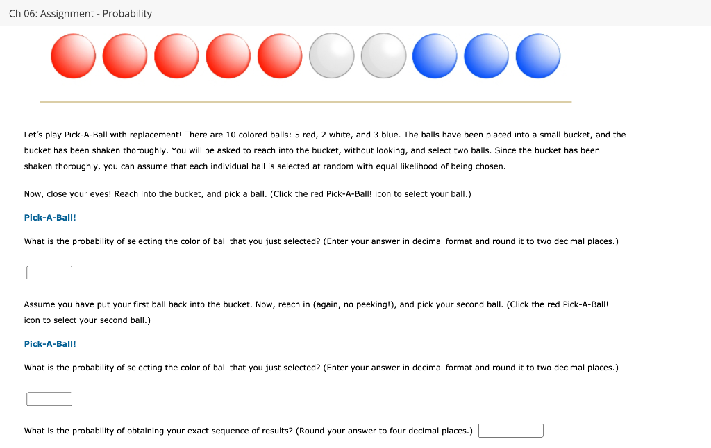 Solved Ch 06: Assignment - Probability Let's play | Chegg.com