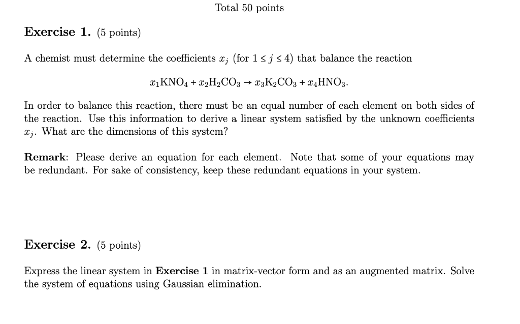 Solved A chemist must determine the coefficients xj (for | Chegg.com Solved A chemist must determine the coefficients xj (for | Chegg.com