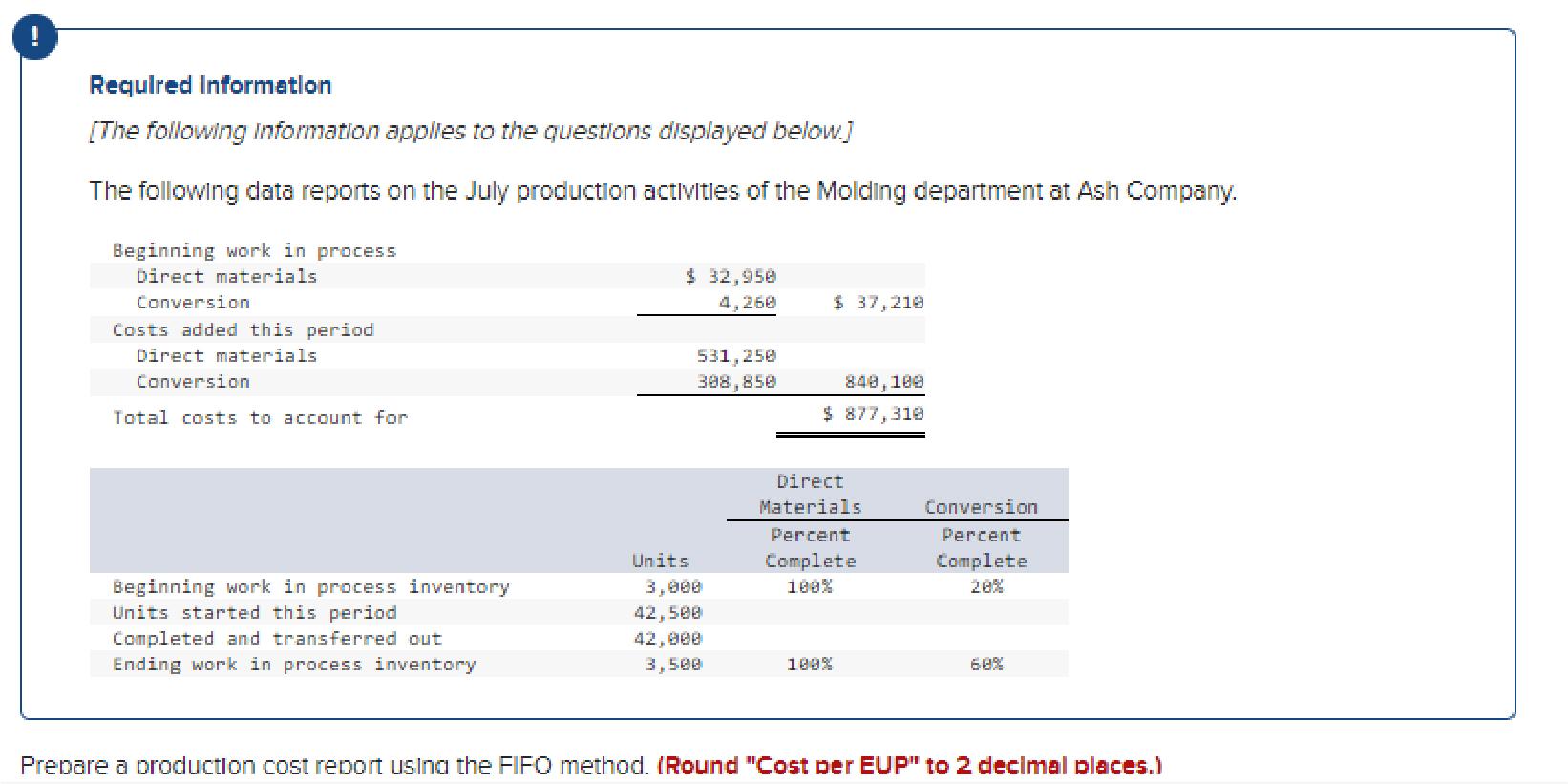 Solved Prepare a production cost report using the FIFO | Chegg.com